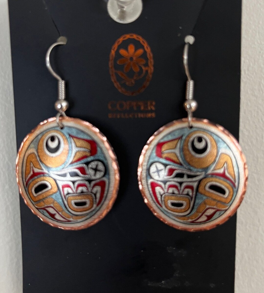 First Nations Copper Silver Plate Earrings Pacific North West Coast ...