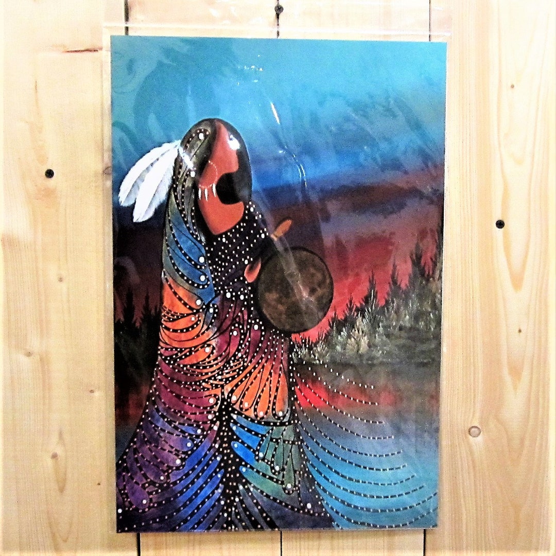 Cree First Nation 'aurora Drummer' Contemporary Sub Arctic Native ...
