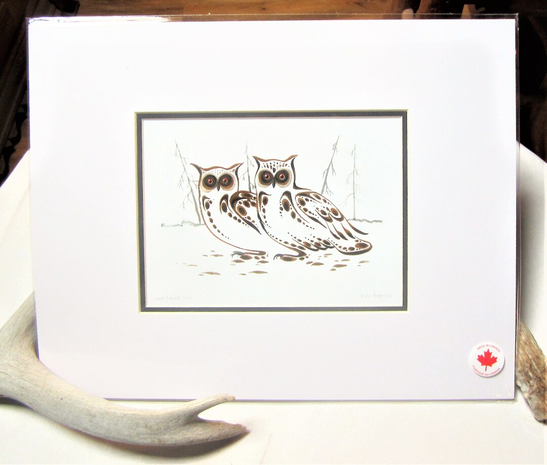 Ojibway First Nation ''long Eared Owls'' Contemporary Eastern Woodlands ...