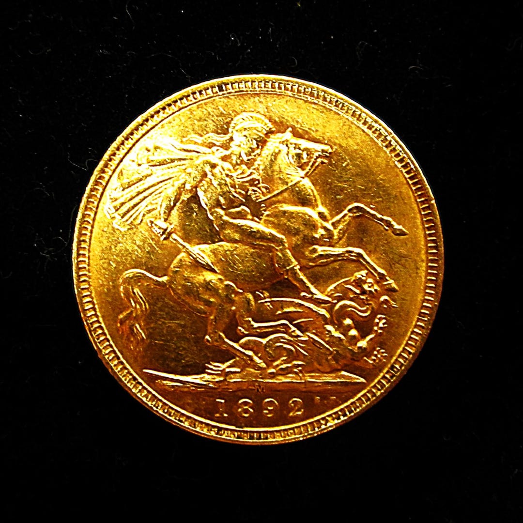 Antique 1892 Old Queen Victoria British Sovereign 22ct Gold Coin Full ...