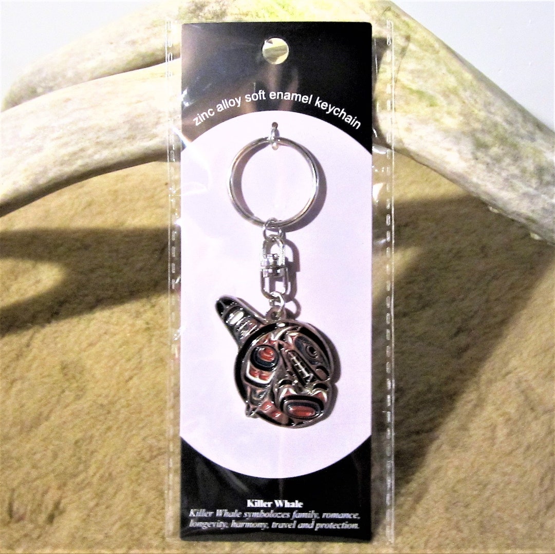 Coast Salish First Nation 'killer Whale' Enamel Swivel Keychain Pacific ...