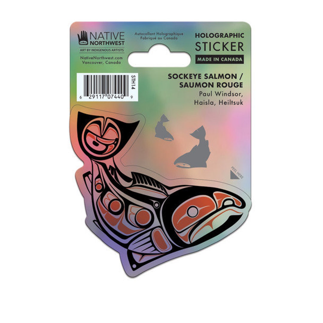 Haisla Heiltsuk First Nation 'sockeye Salmon' Holographic Vinyl Sticker ...