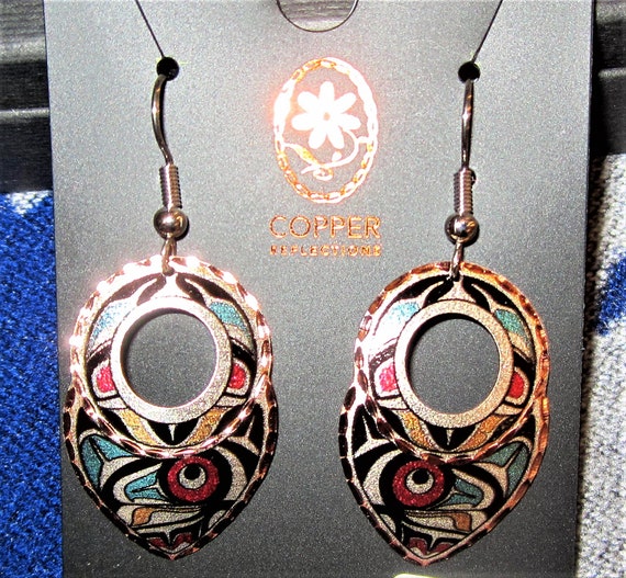 Copper Silver Plate First Nation Native Earrings Indian Art | Etsy