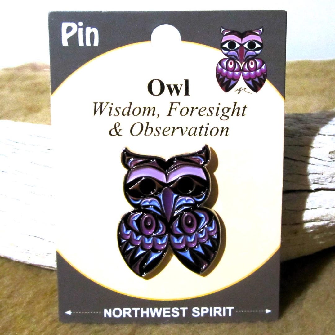 Coast Salish First Nations 'owl' Enamel Pin Brooch Pacific North West ...