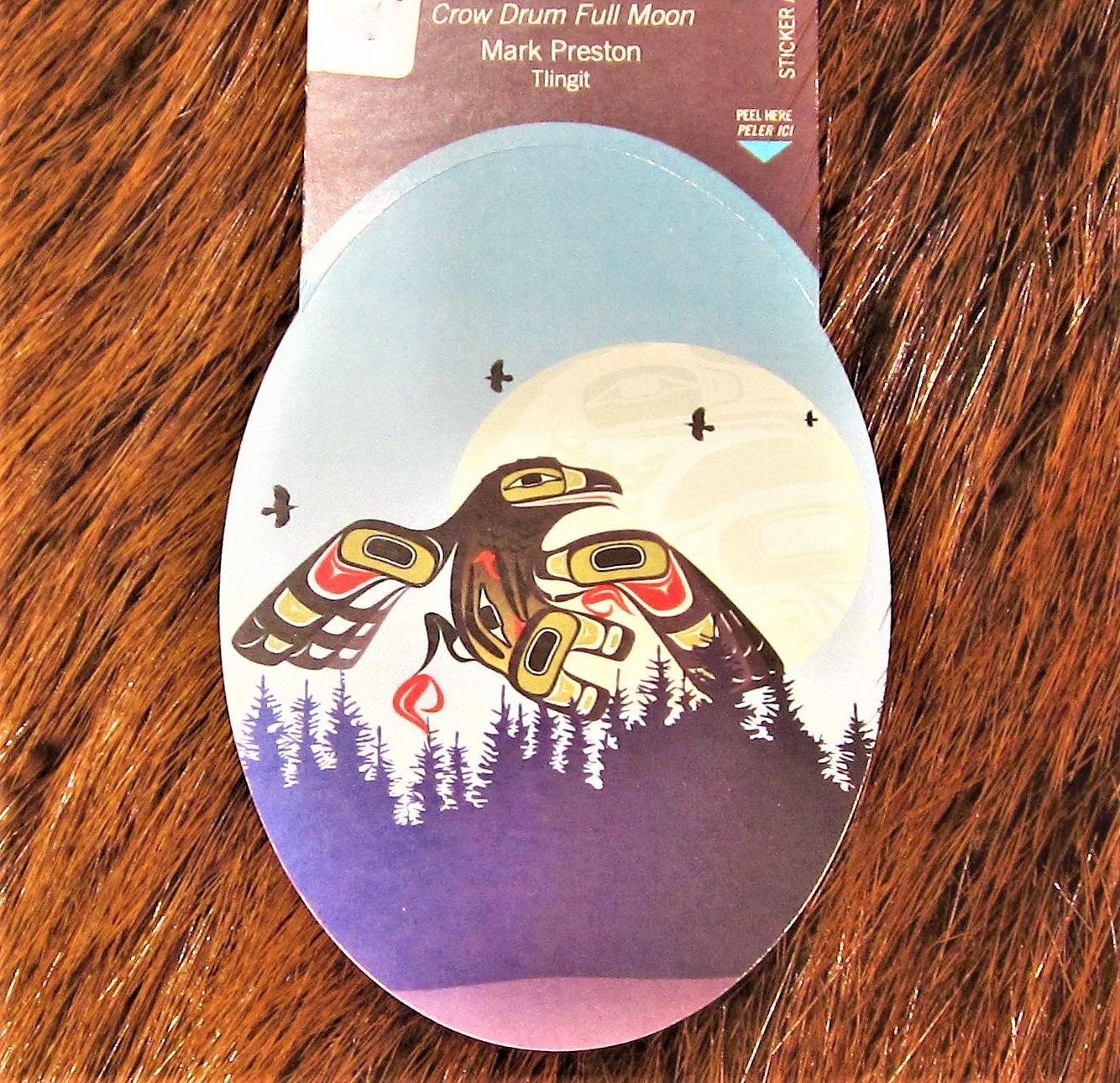 First Nation Native Tlingit Tribal Crow Drum Full Moon Vinyl Sticker ...