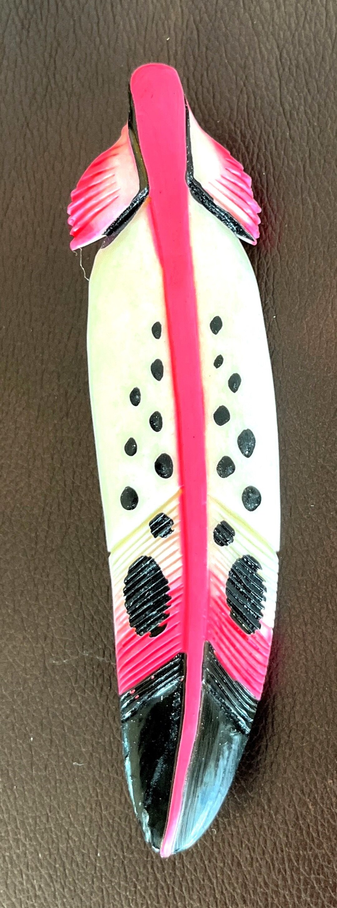 Cree First Nations Hand Carved Painted Feather 'pink' Hair Barrette ...