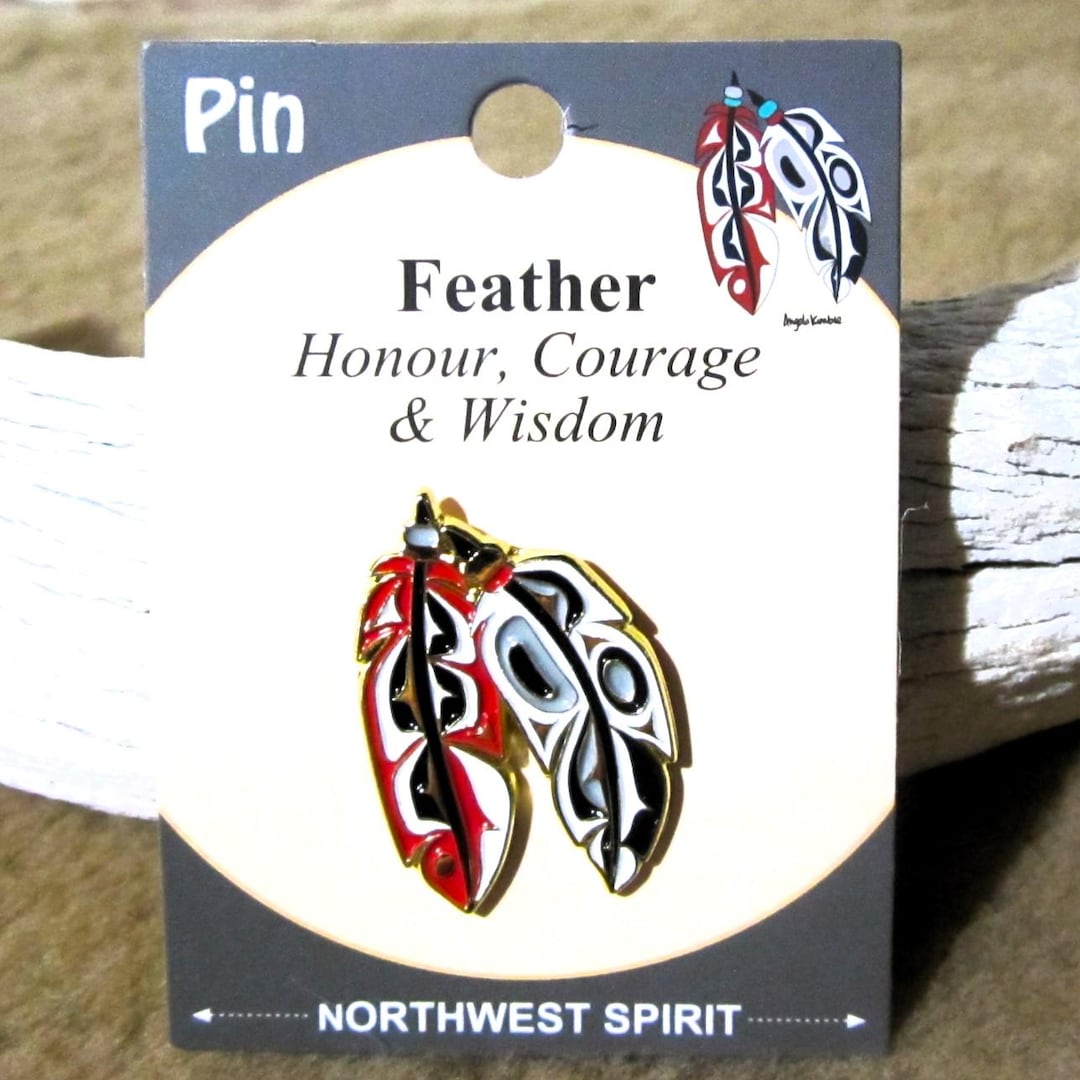 Coast Salish First Nations 'feather' Enamel Pin Brooch Pacific North ...