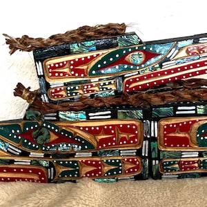 Kwakiutl First Nation 'eagle & Raven' Cedar Rattle Carving Pacific ...