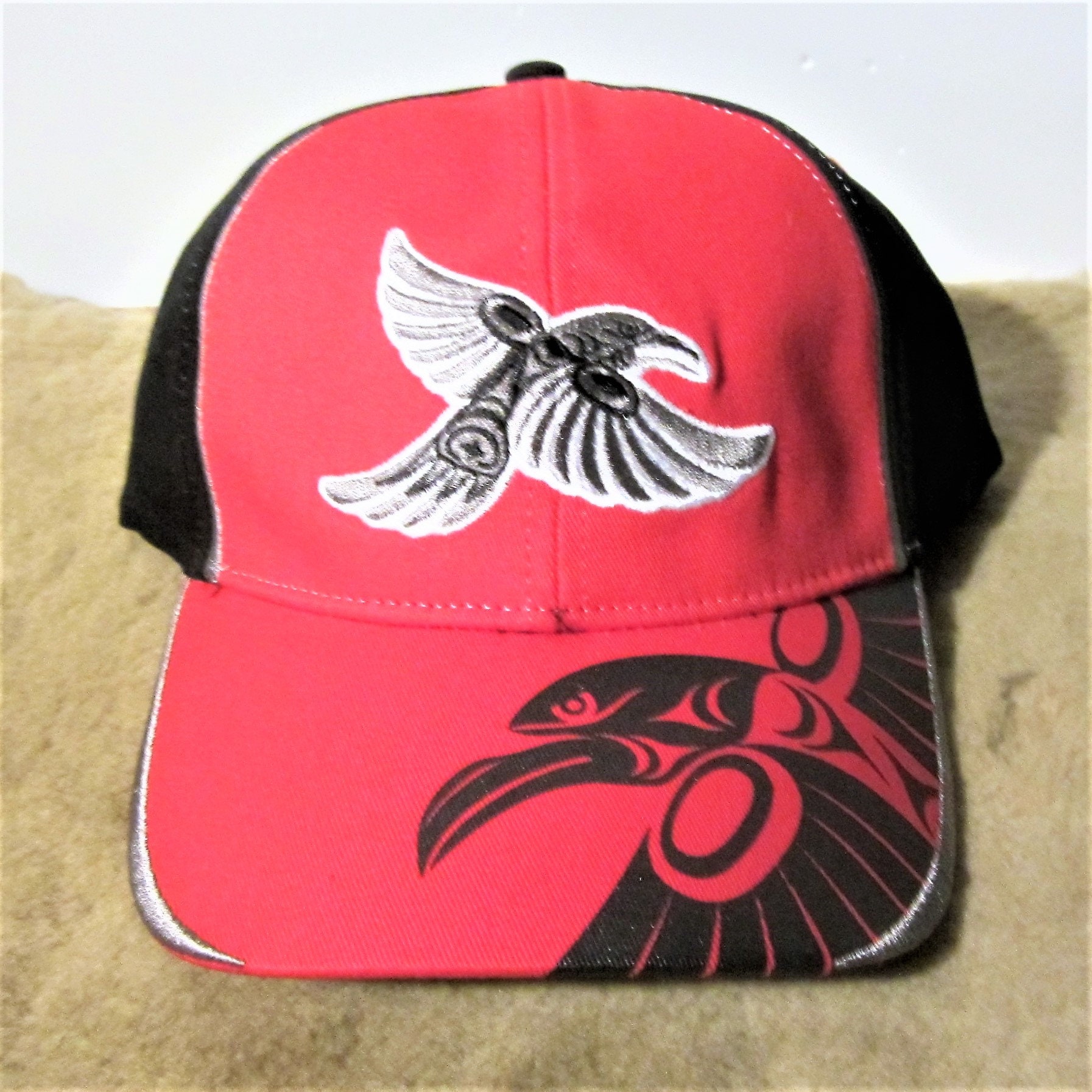 Coast Salish First Nations 'raven' Stretch Fit Ball Cap Hat Pacific ...