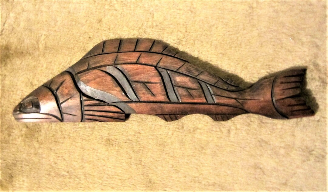 Nuu Chah Nulth First Nation 'spawning Salmon' Cedar Carving Pacific ...