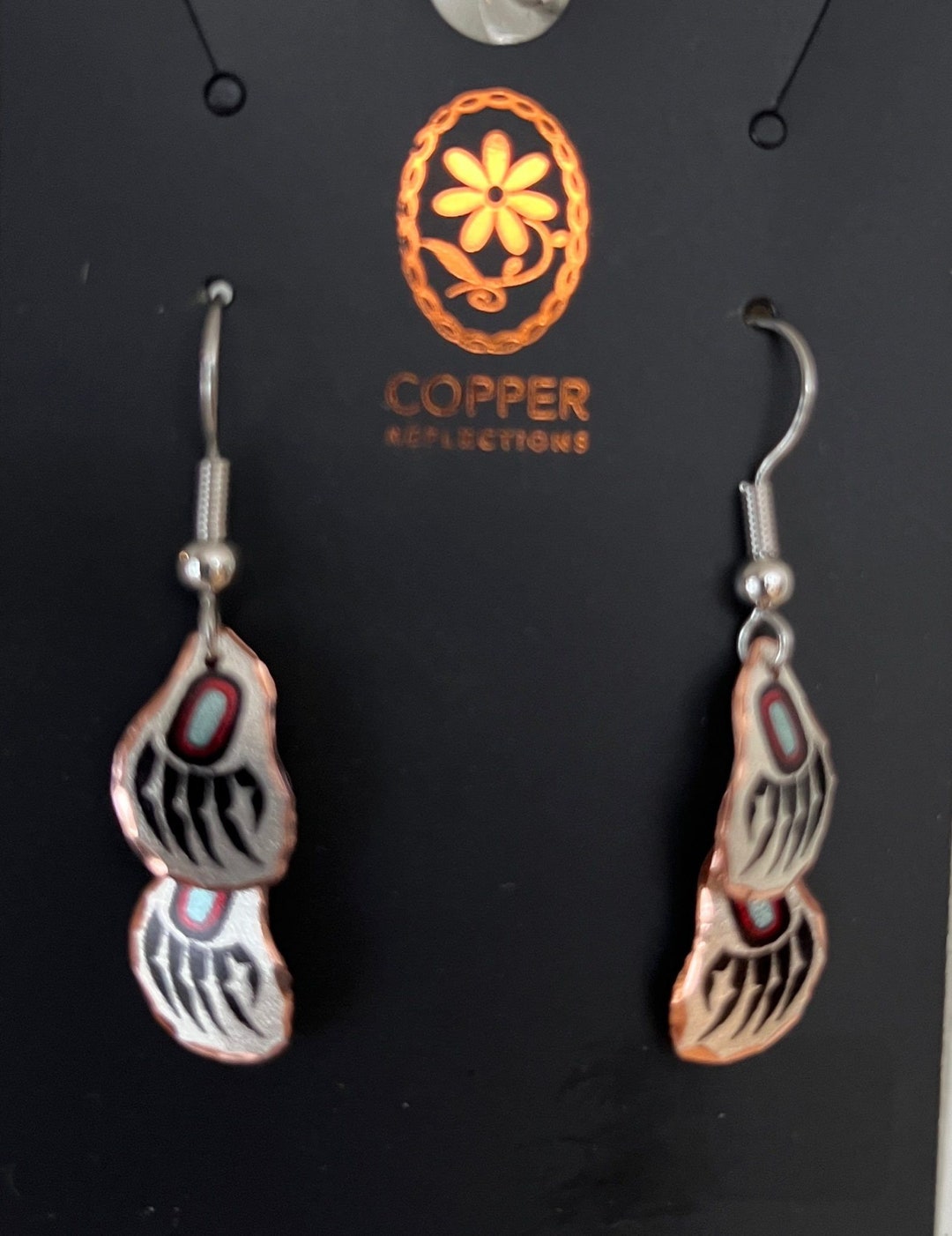 First Nations Copper Silver Plate Earrings Pacific North West - Etsy
