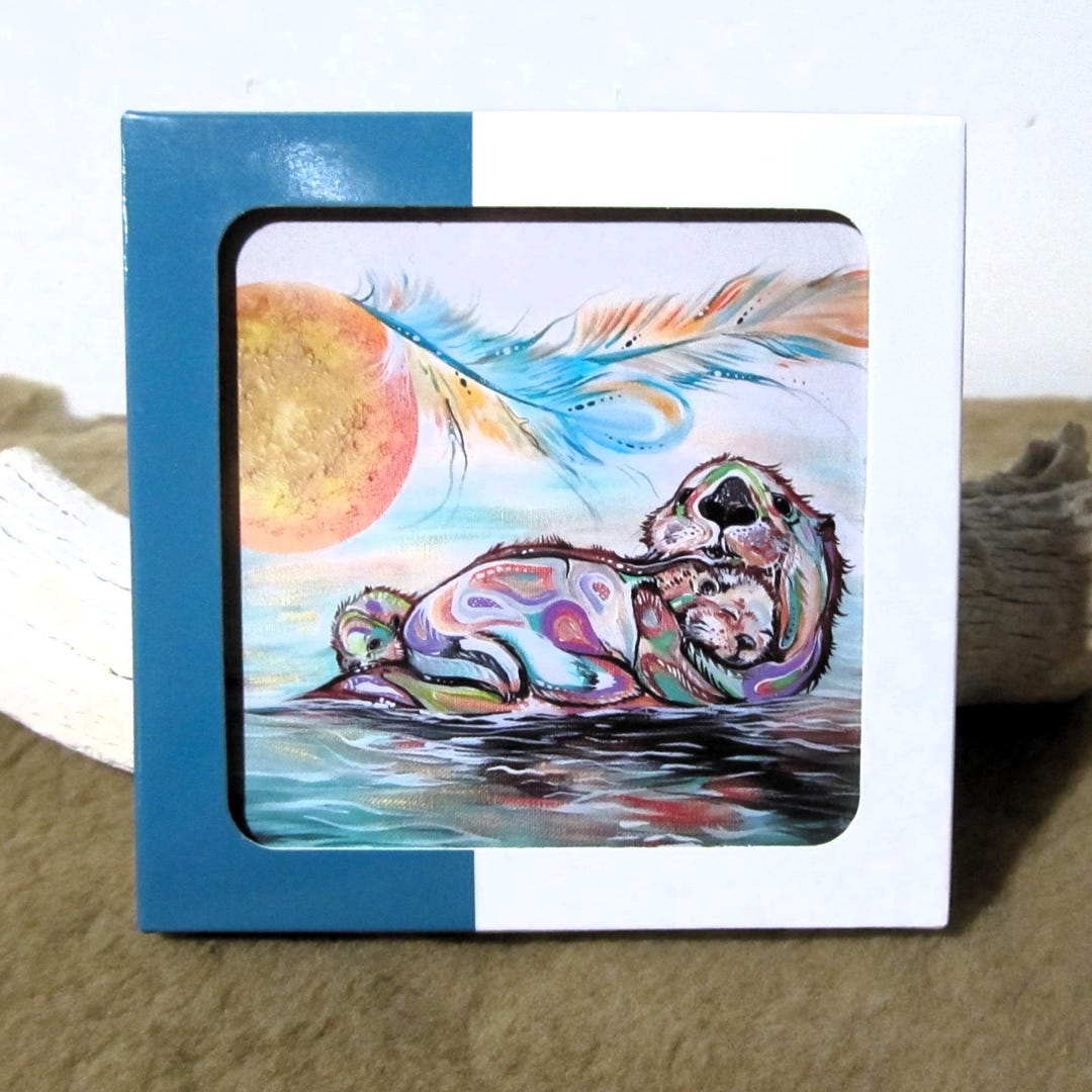 Metis / Cree First Nation 'otter Family' Coaster Set of 4 Sub Arctic ...