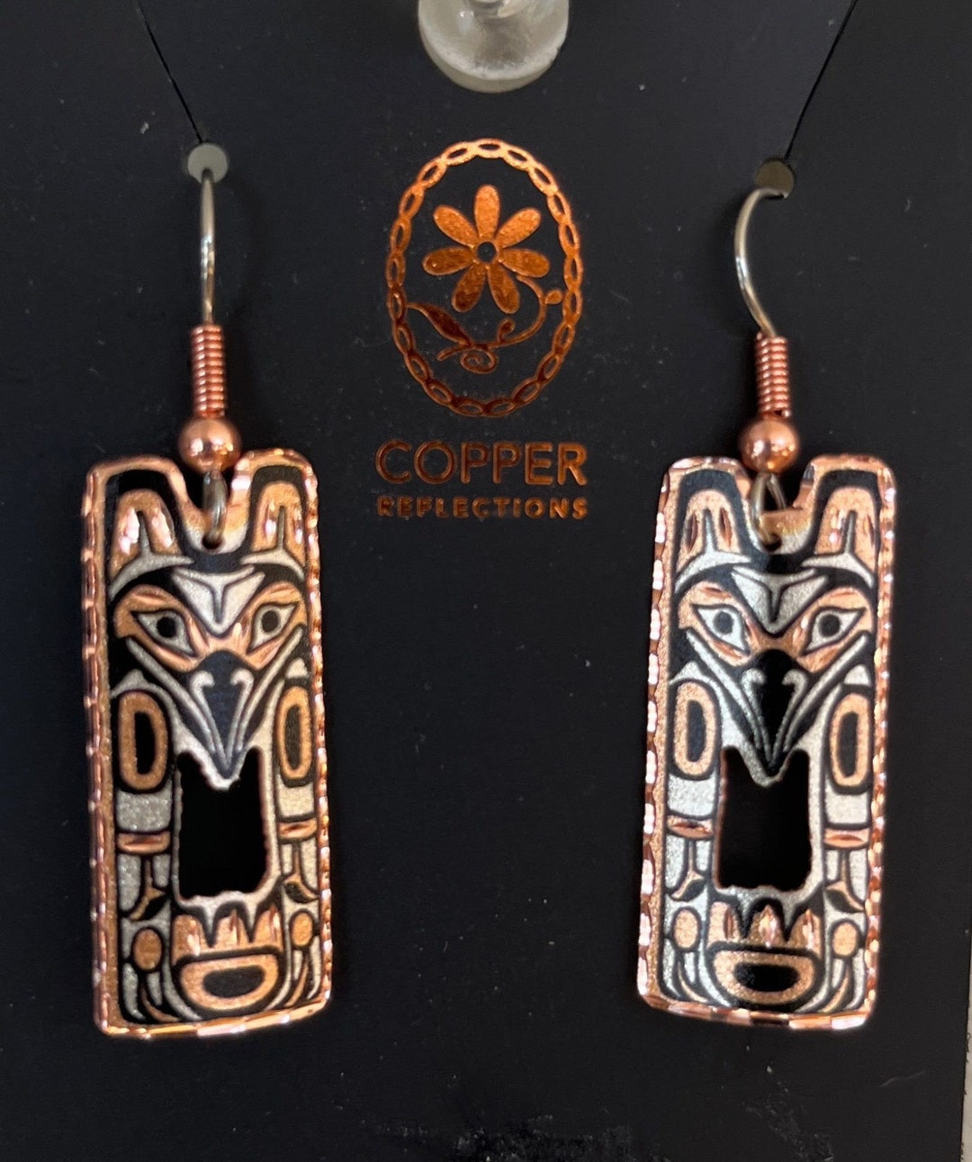 First Nations Copper Silver Plate Earrings Pacific North West Coast ...