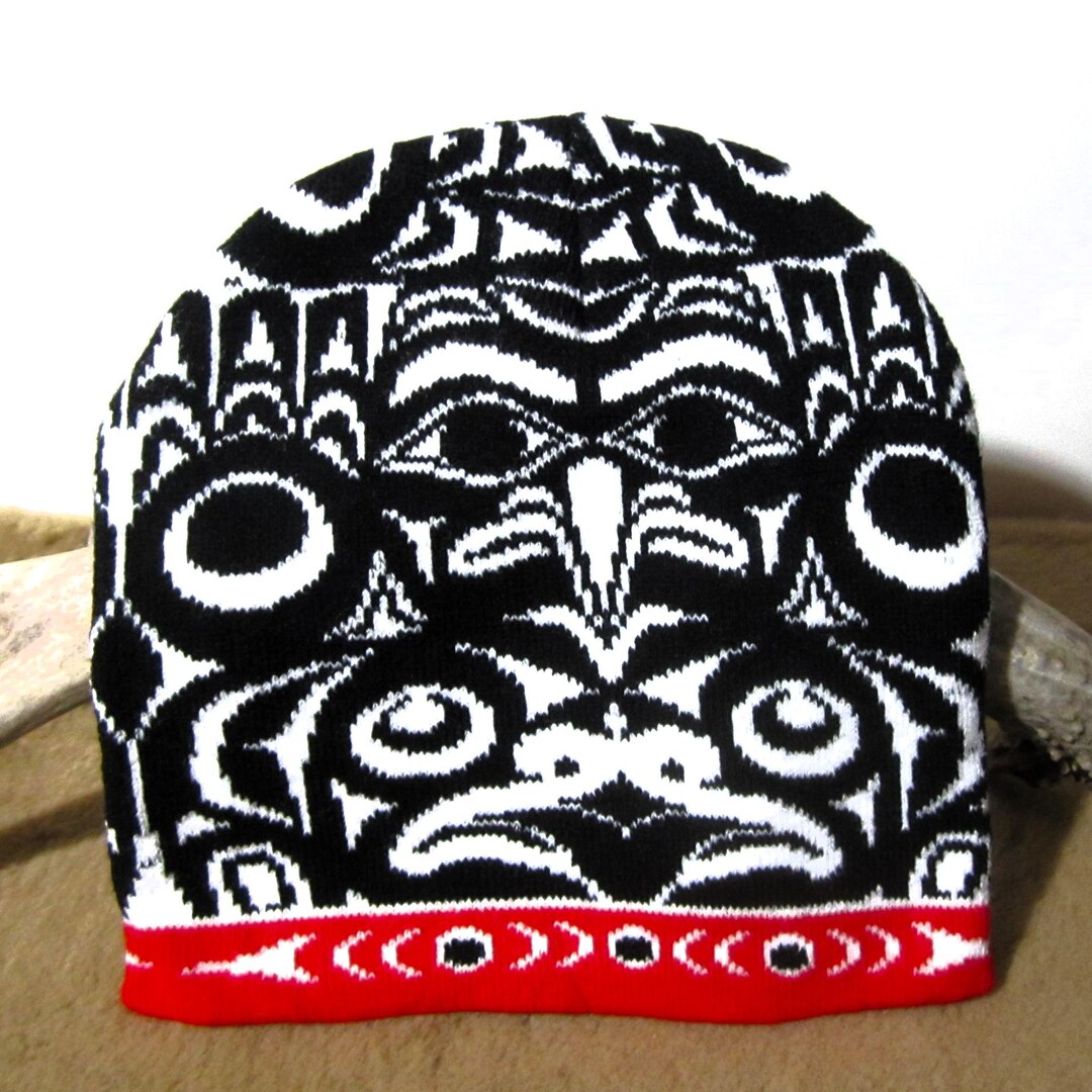 Coast Salish First Nation 'eagle & Frog' Stretch Fit Tuque / Winter Ski ...