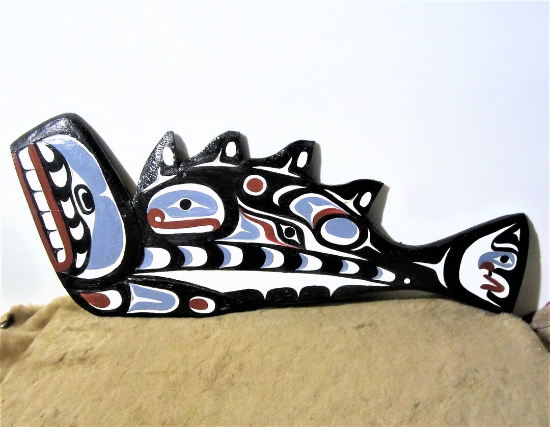 Kwakiutl First Nation 'monster Fish' Cedar Carving Pacific North West ...