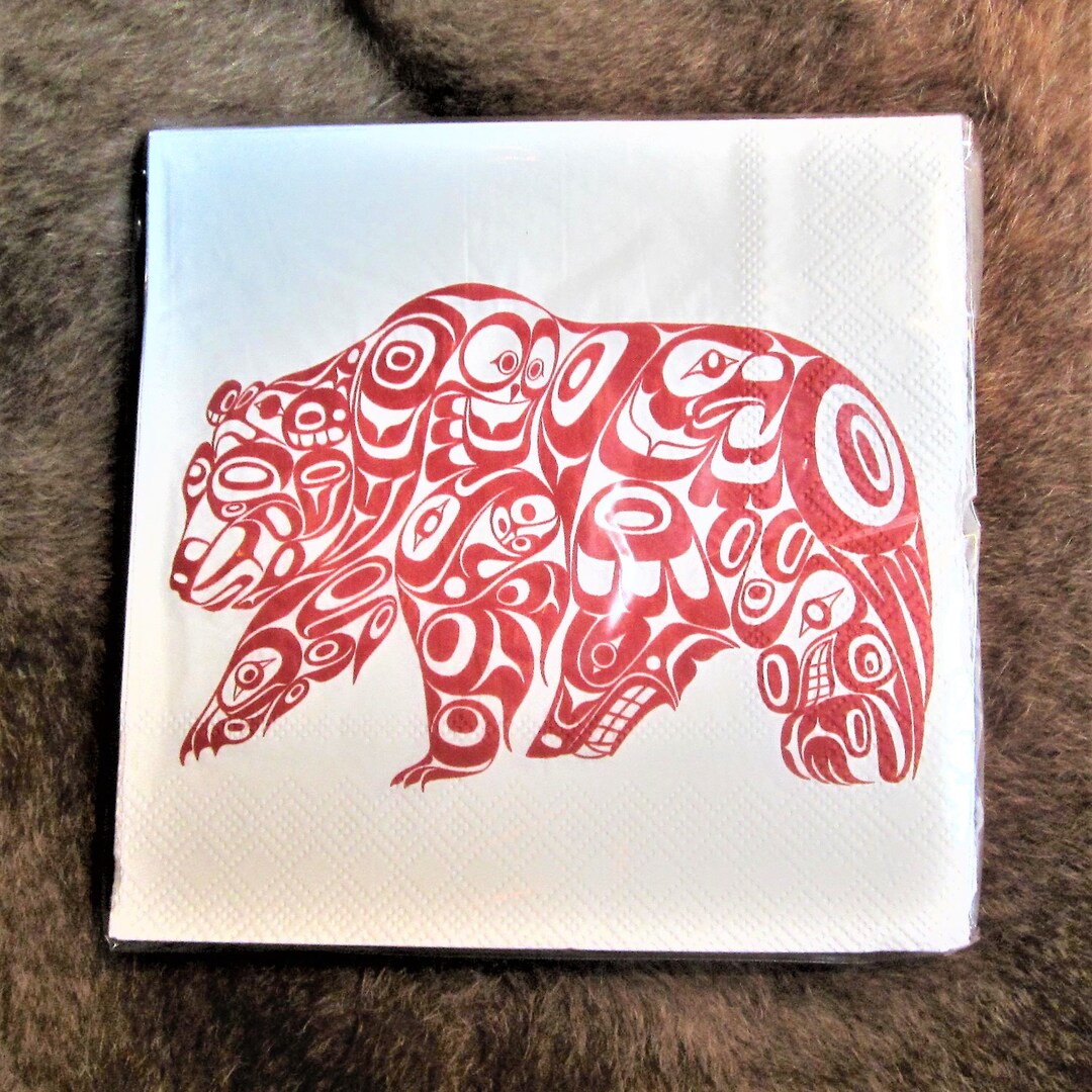 First Nations Gitksan ''bear Design'' Paper Napkin Set Native ...