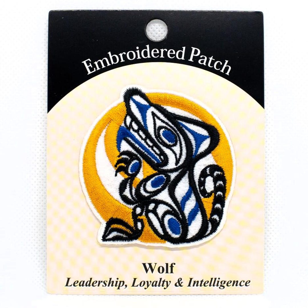 Coast Salish First Nations 'wolf' Iron on Embroidered Patch Pacific ...
