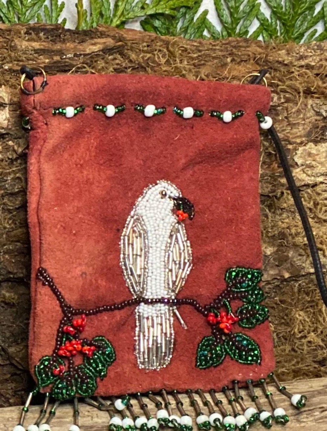 Nuu Chah Nulth First Nation 'white Raven' Draw String Leather Medicine ...