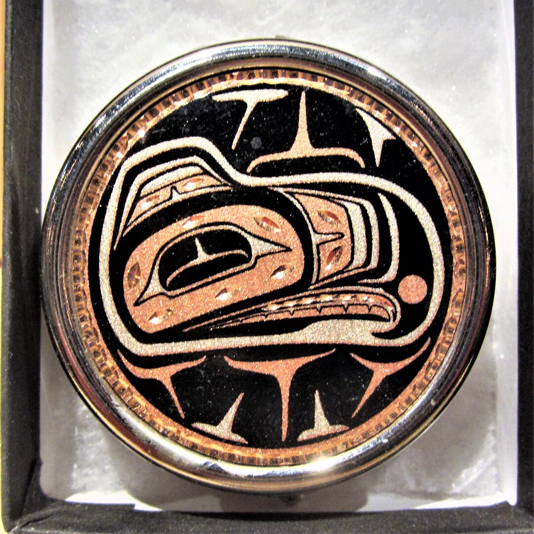 First Nation Copper 'eagle' Pill Box Pacific North West Coast Native ...