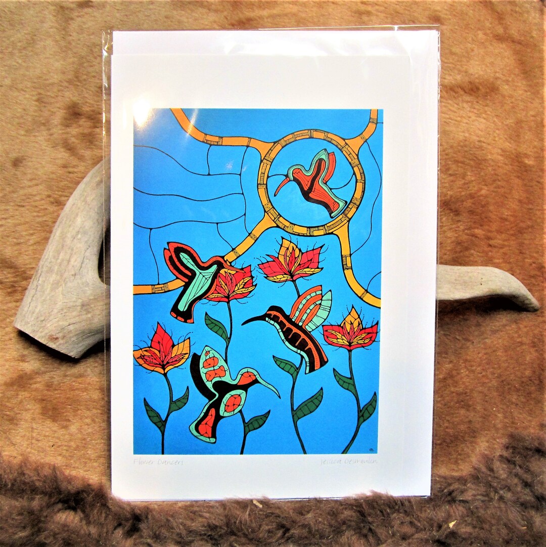 Ojibway First Nations ''flower Dancers'' Native Indigenous Art Post ...