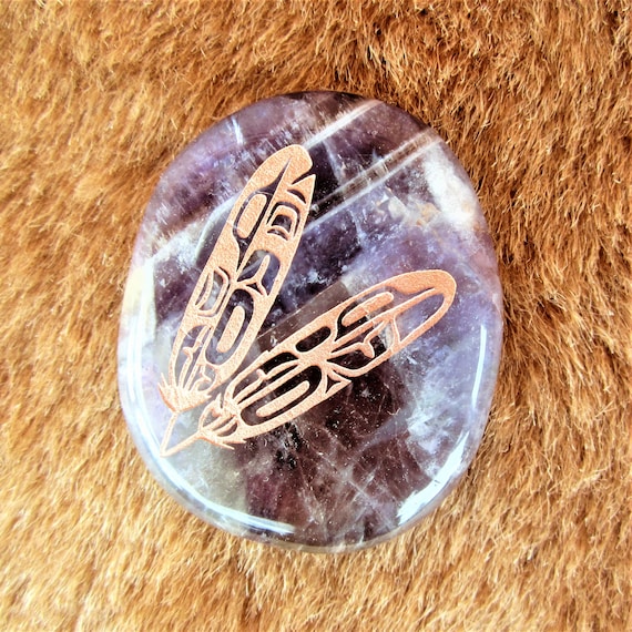 Haida First Nation Amethyst Eagle Feathers Spirit Stone | Etsy