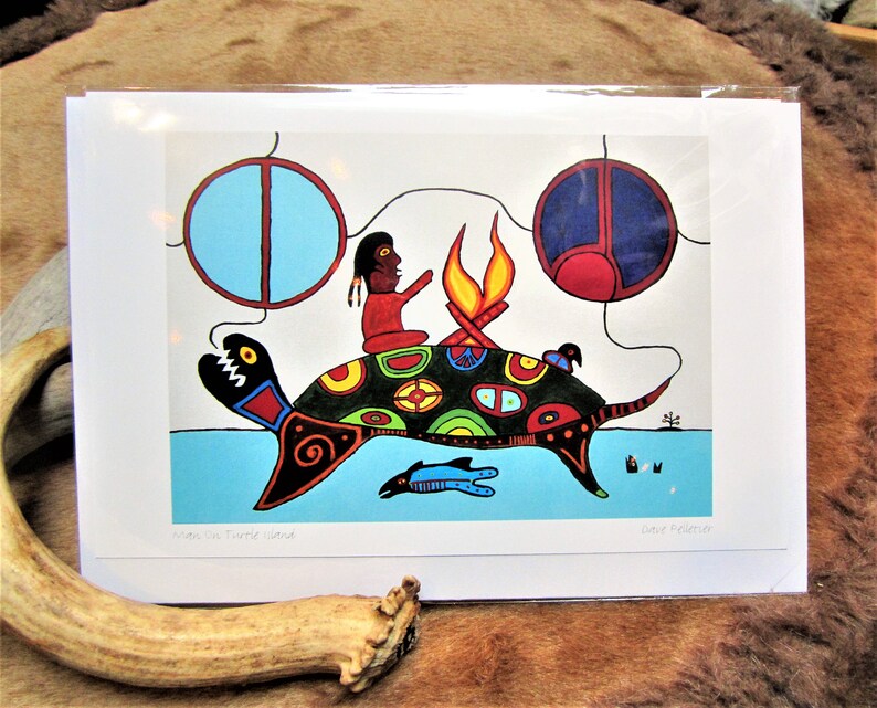 Cree First Nations ''man on Turtle Island'' Native Indigenous Art Post ...