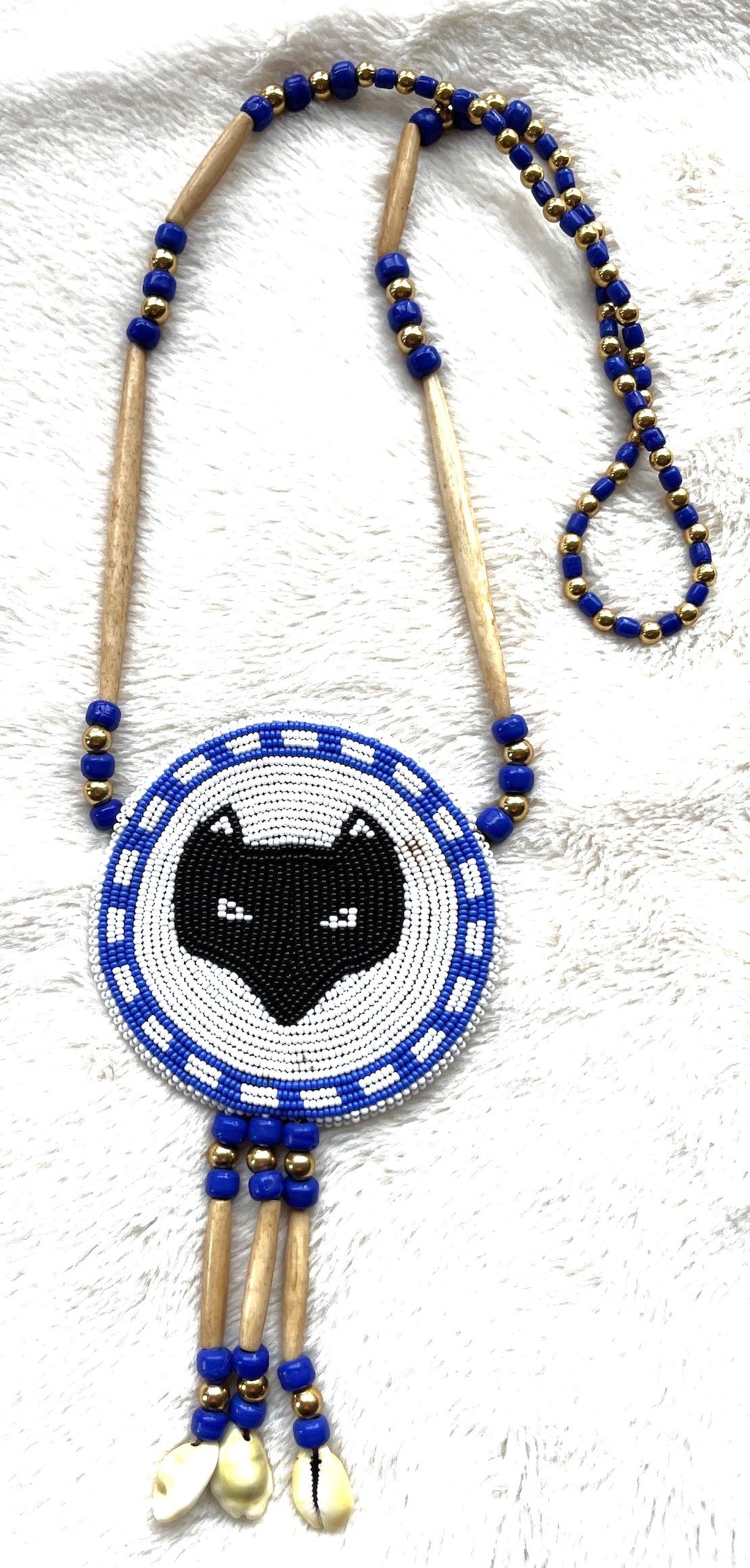 6 Nations Hand Beaded 'wolf' Pow Wow Medallion Eastern Woodlands Sub ...