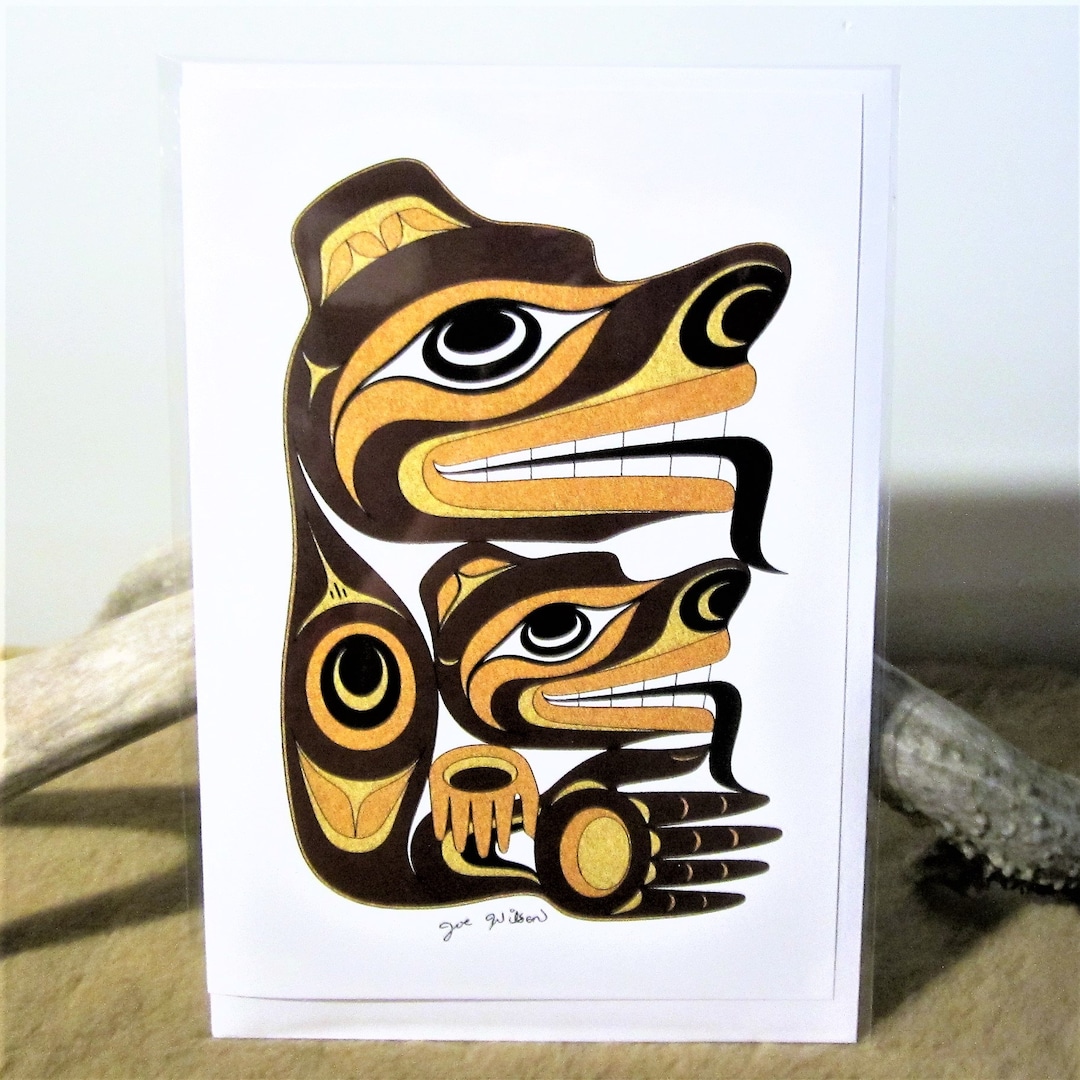 Coast Salish First Nations ''mother Bear and Cub'' Pacific North West ...