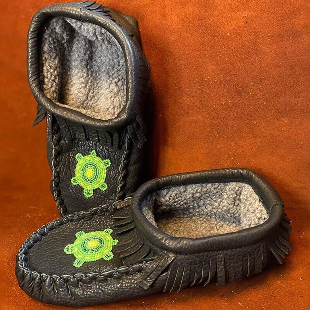 Cree First Nation Ladies Handmade Leather Hide 'turtle' Design ...