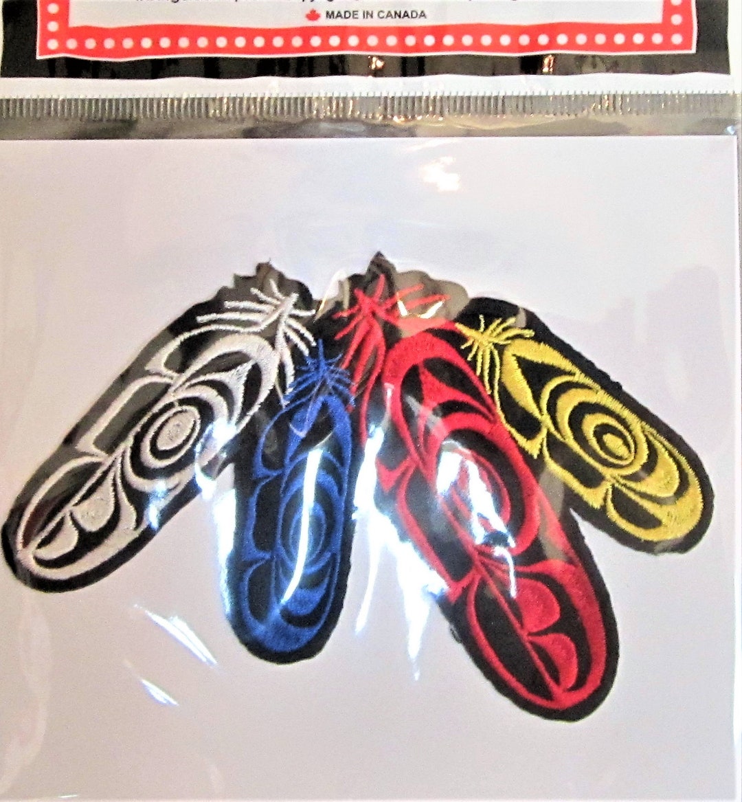 Salish First Nations 'four Feathers' Embroidered Patch Pacific North ...