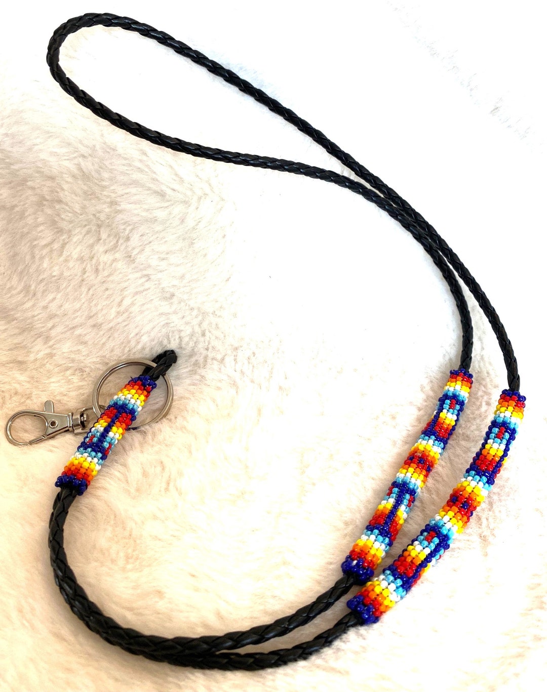 Ojibway Cree First Nations Royal Blue Hand Beaded / Braided Neck ...