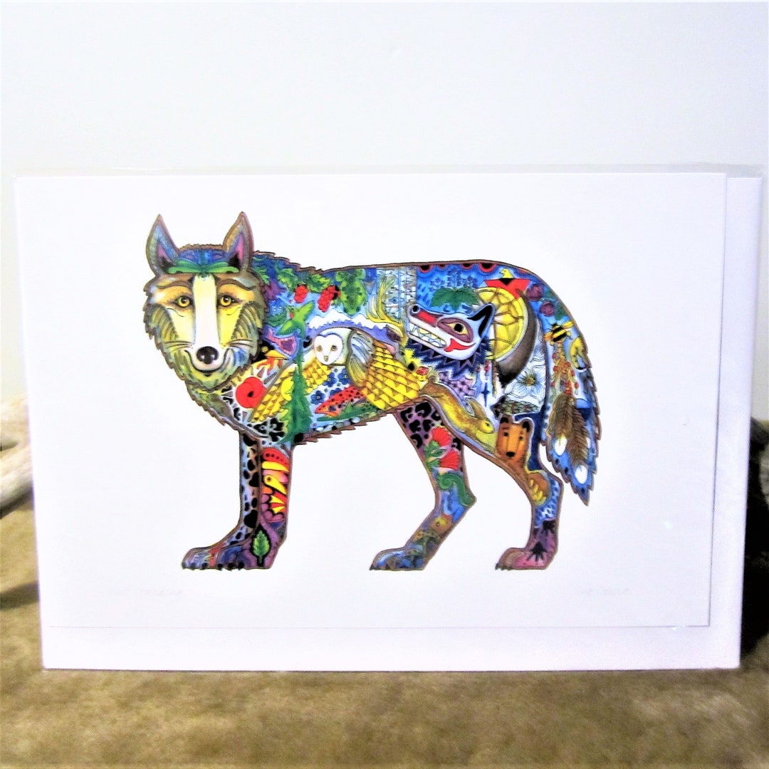 Cherokee First Nations ''standing Wolf'' Native Indigenous Art Post ...