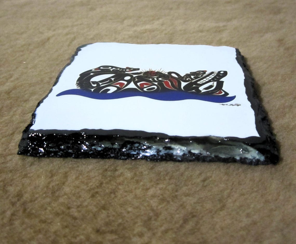 Nuu Chah Nulth First Nation 'sea Otters' Slate Coaster Pacific North ...