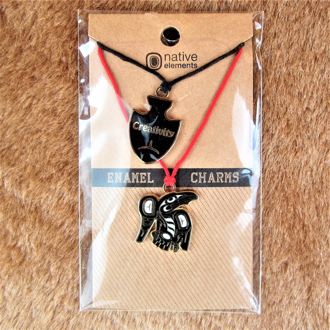 Coast Salish First Nation 'raven' Enamel Charm Necklace Pacific North ...
