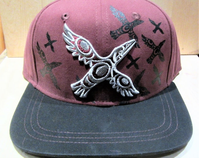 Coast Salish Kwakiutl First Nations 'raven Flight' Snapback Ball Cap Hat Pacific North West ...
