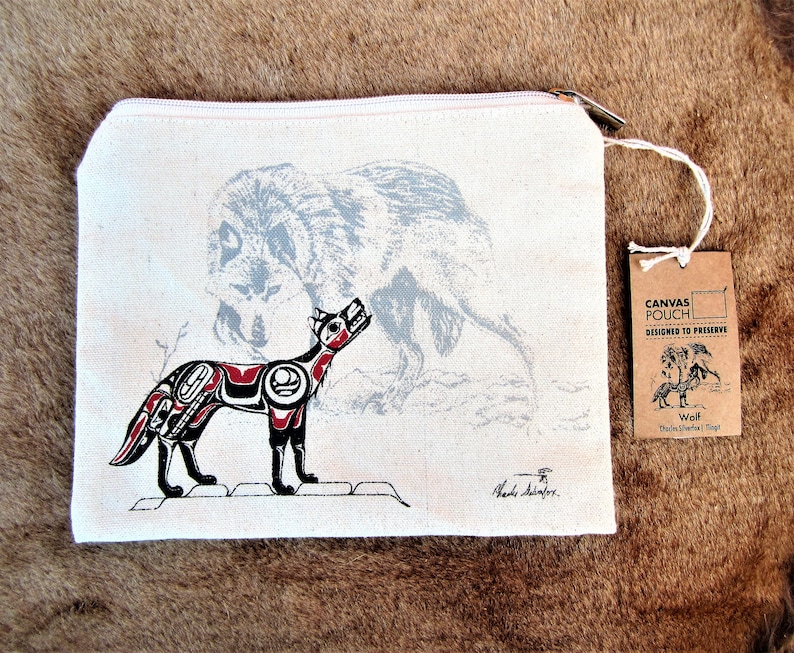 Tlingit First Nations ''Wolf'' Canvas Zippered | Etsy