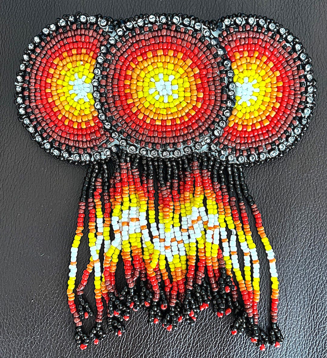 Cree First Nations Hand Beaded Black 'sunburst' Hair Barrette Great ...