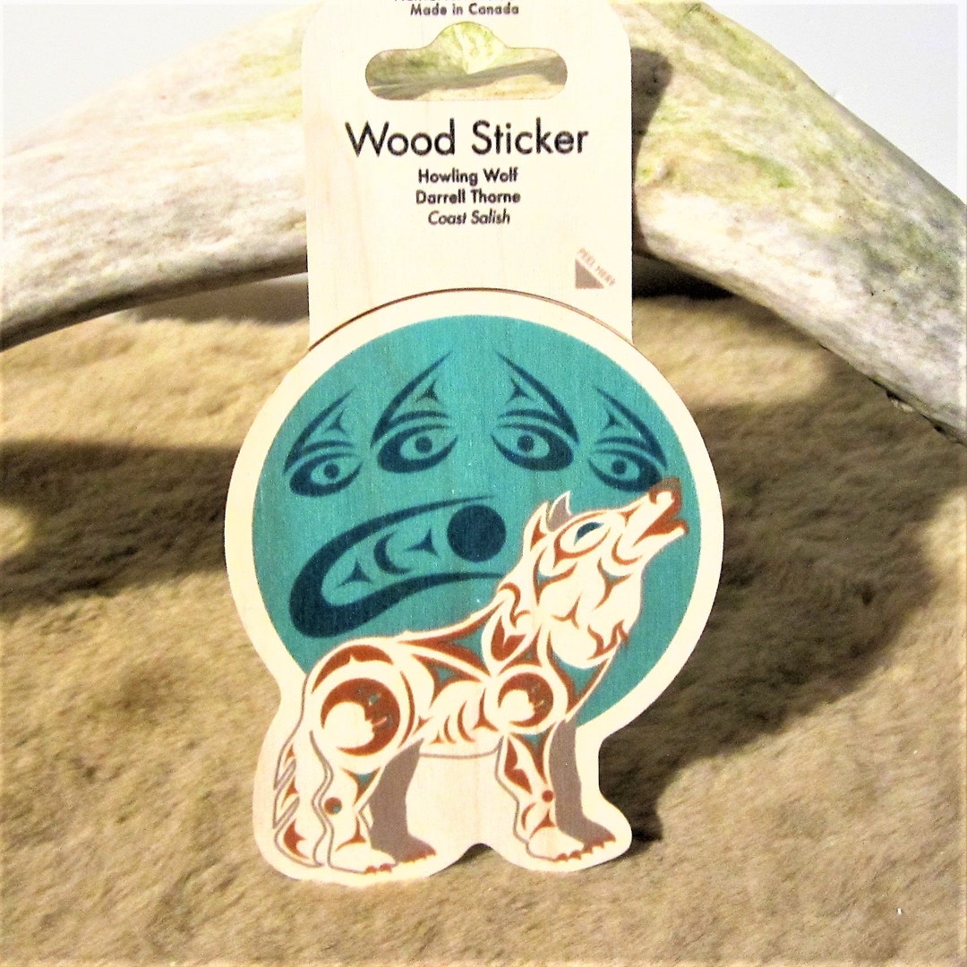 Coast Salish First Nation 'howling Wolf' Eco Friendly Wood Sticker ...