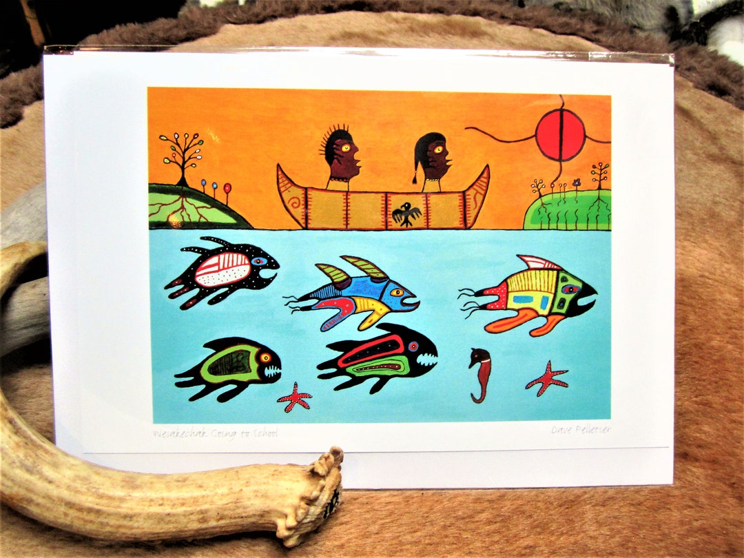 Cree First Nations ''wesakechak Going to School'' Native Indigenous Art ...