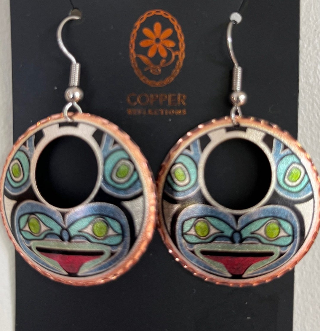 First Nations Copper Silver Plate Earrings Pacific North West Coast ...
