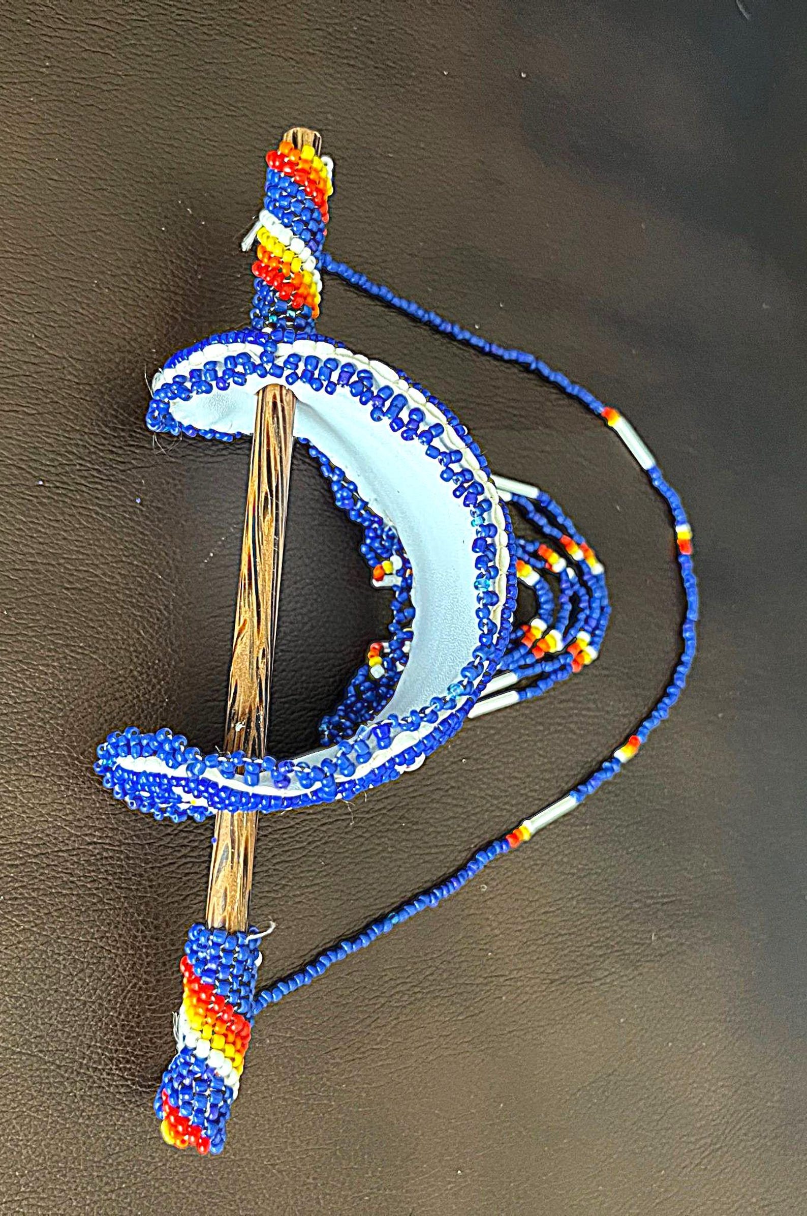 Cree First Nations Hand Beaded Royal Blue Hair Tie With Stick Great ...