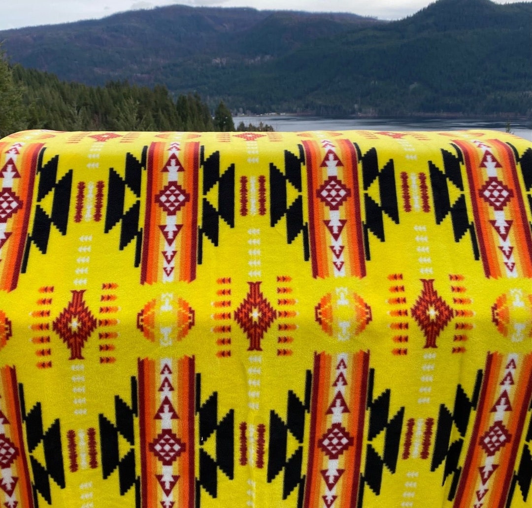 First Nations Pattern Cozy Fleece Blanket Great Plains Arctic South ...