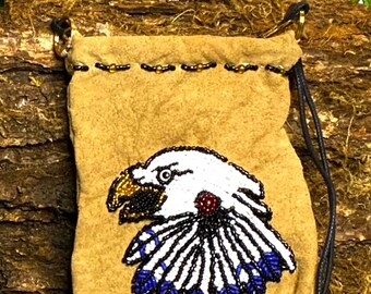 Nuu Chah Nulth First Nation 'eagle' Draw String Leather Medicine Bag ...