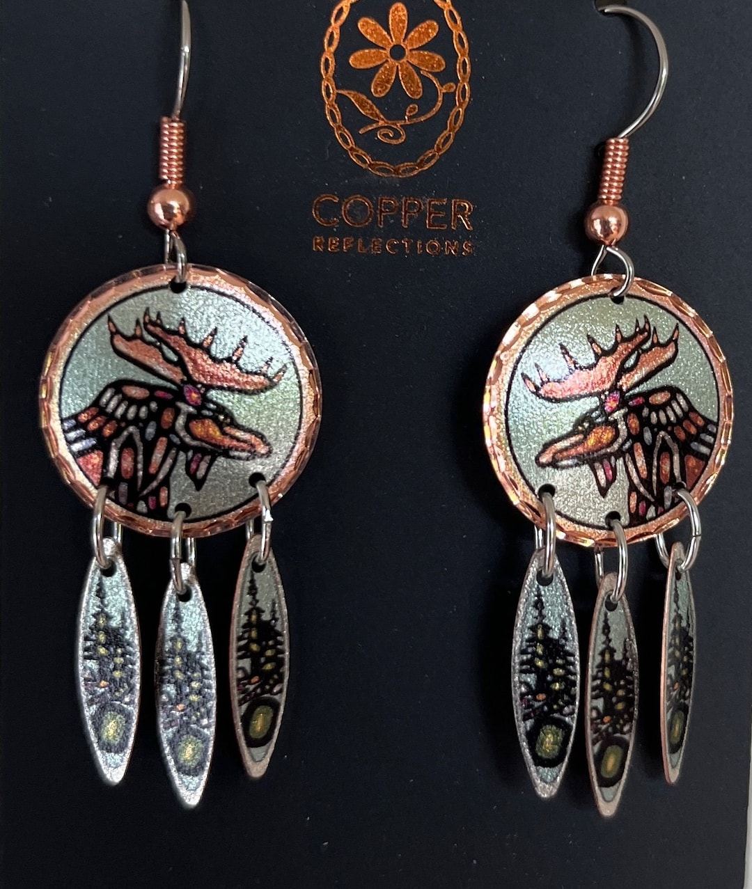 First Nations Copper Silver Plate Earrings Pacific North West Coast ...