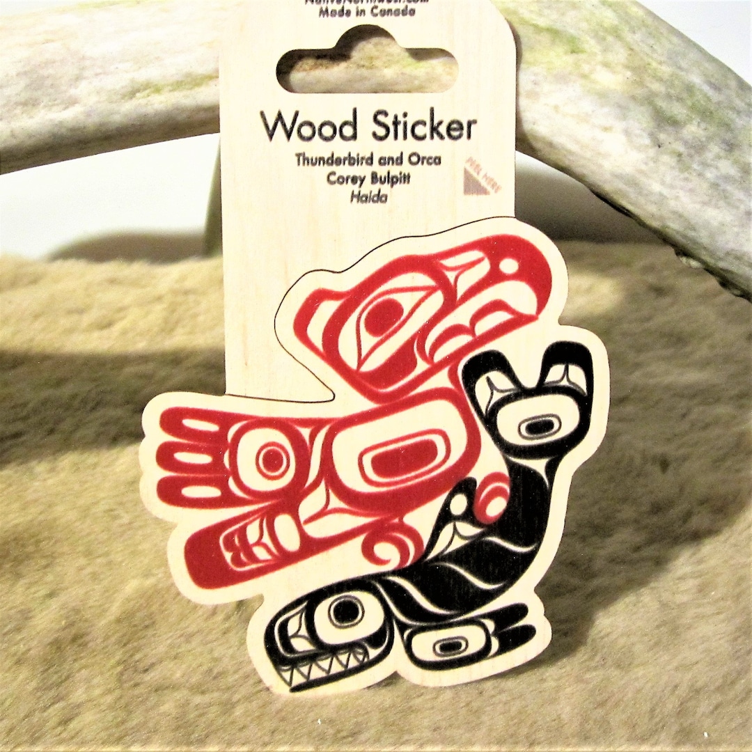 Haida First Nation 'thunderbird & Orca' Eco Friendly Wood Sticker ...
