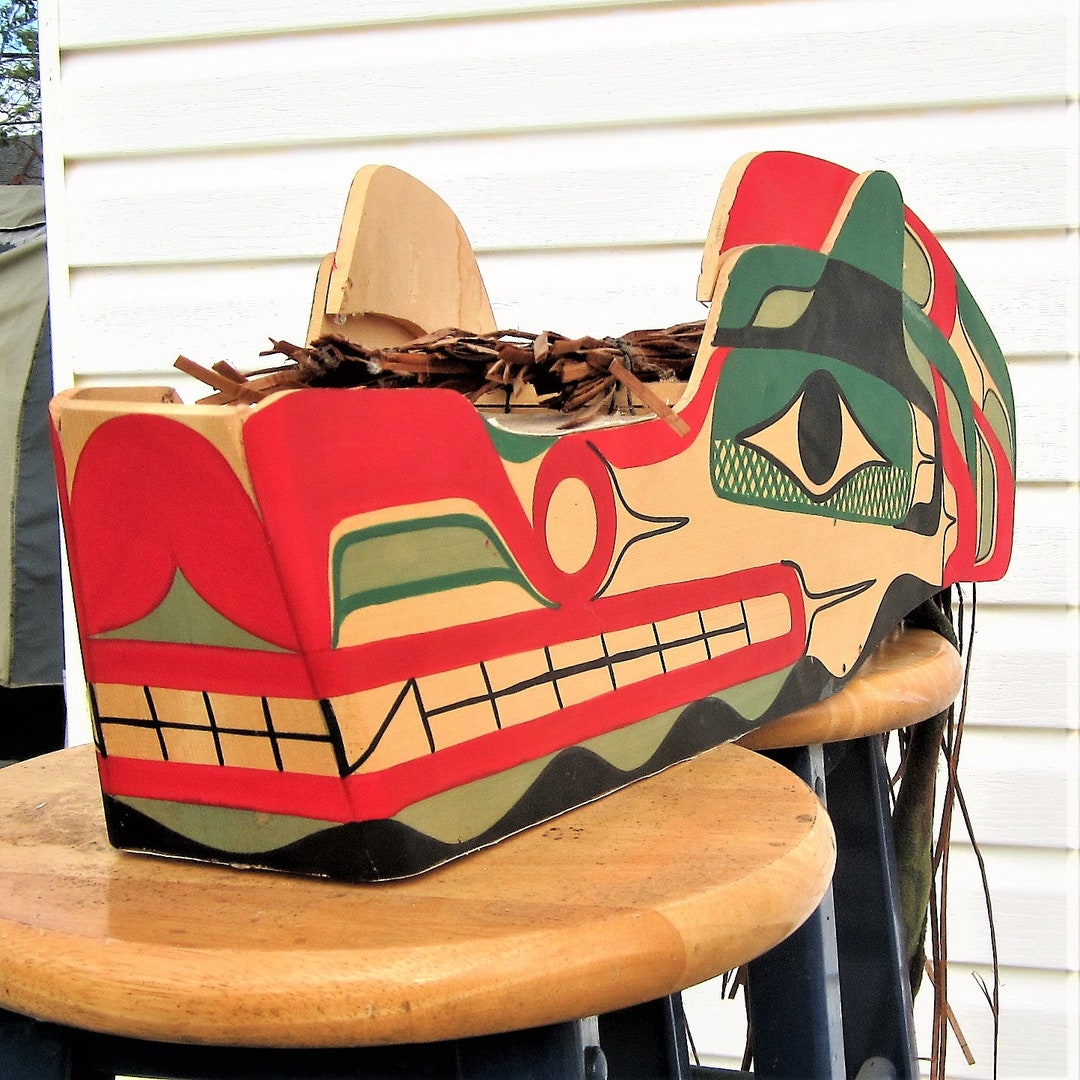 Coast Salish First Nation 'wolf' Memorial Potlatch Mask Headdress ...