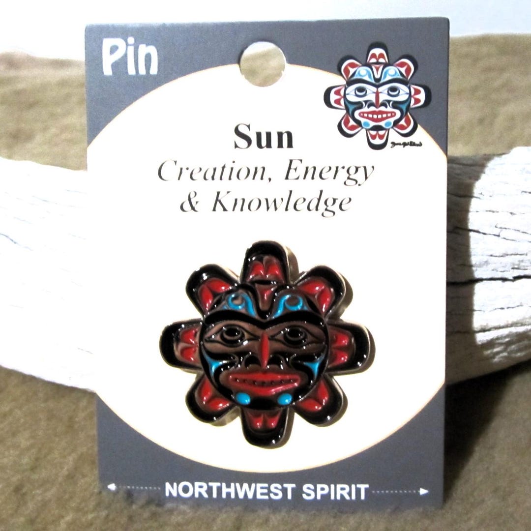 Salish First Nations 'sun' Enamel Pin Brooch Pacific North West Coast ...