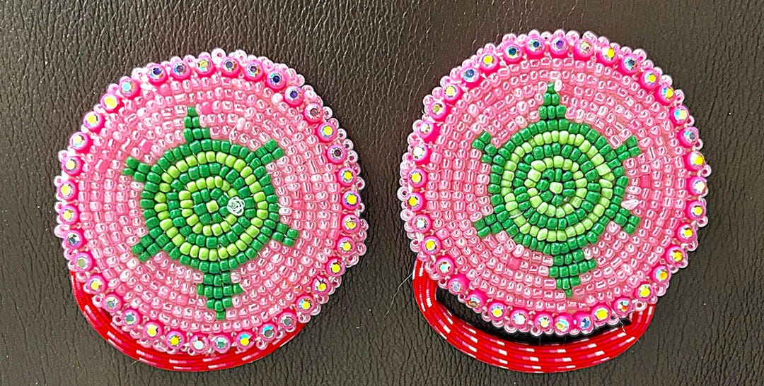 Cree First Nations Hand Beaded 'pink Turtle' Hair Tie Great Plains ...