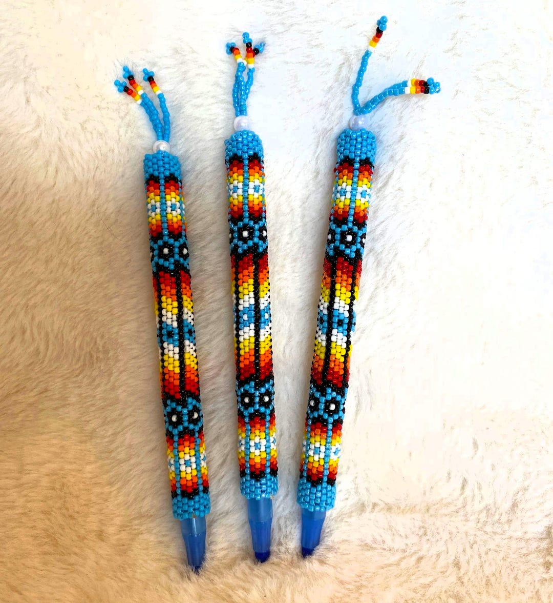 Cree First Nation '1 Single Light Blue Beaded Pen' Sub Arctic Eastern ...