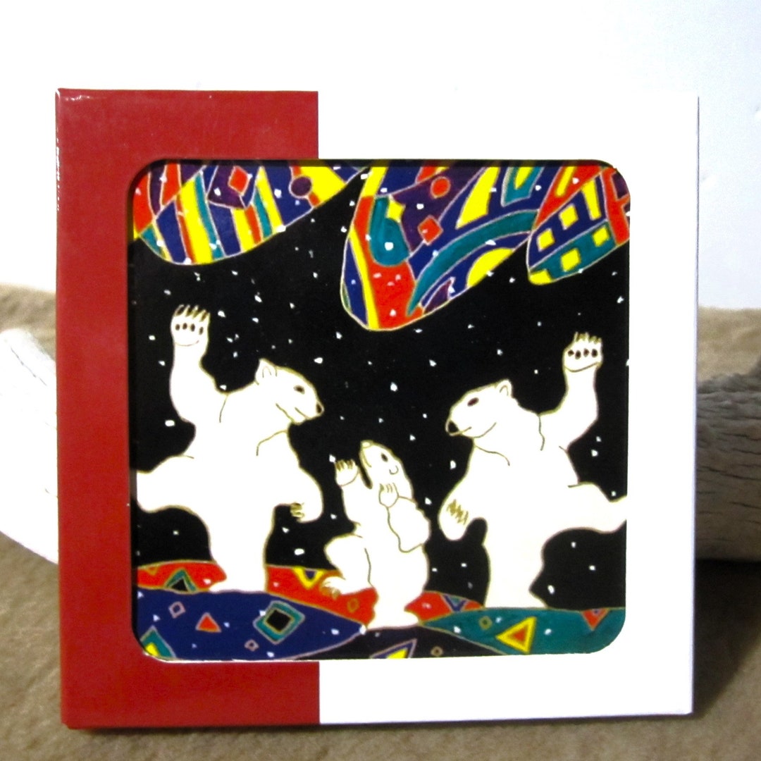 Chipewyan Yellowknife First Nations 'dancing Bears' Coaster Set of 4 ...